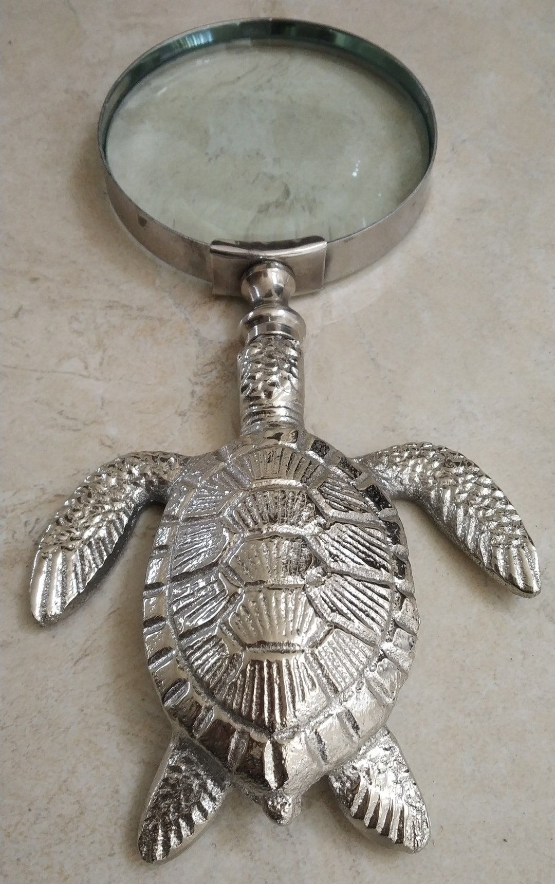 Turtle Shaped Magnifying Glass for Paper Reader, Nickel Finish-unique ...