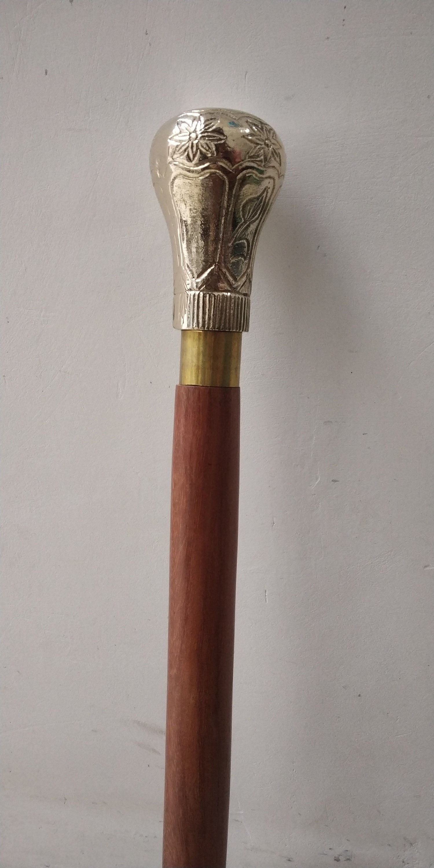 Walking Stick,wooden Cane,brass Knob Handle Design,brown Color for Men ...