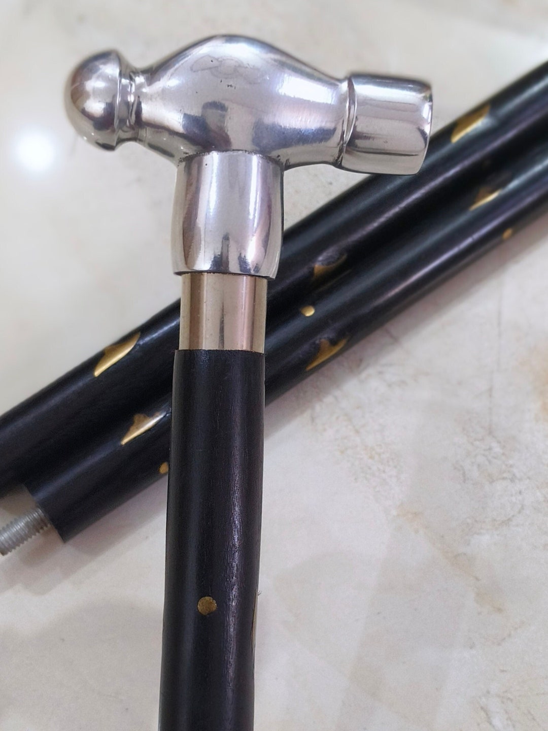 Victorian Silver Brass Handle With Black Handmade Brass Work Style ...