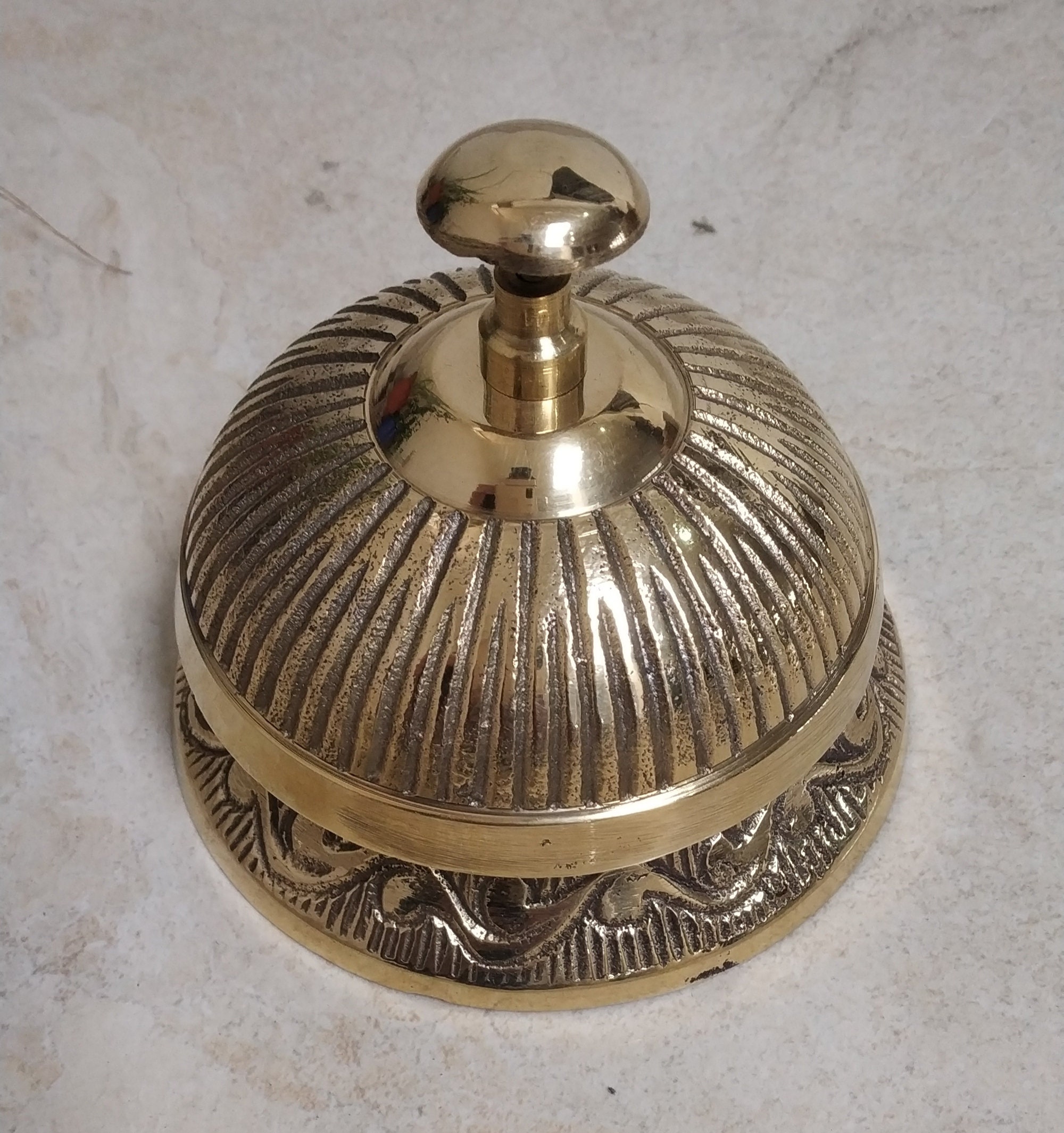 Solid Brass Hotel Counter Bell, Officer Call Bell Ornate Brass Hotel ...