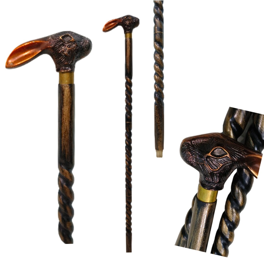Antique Rabbit Head Handle Walking Cane Unique and Elegant Handcrafted ...