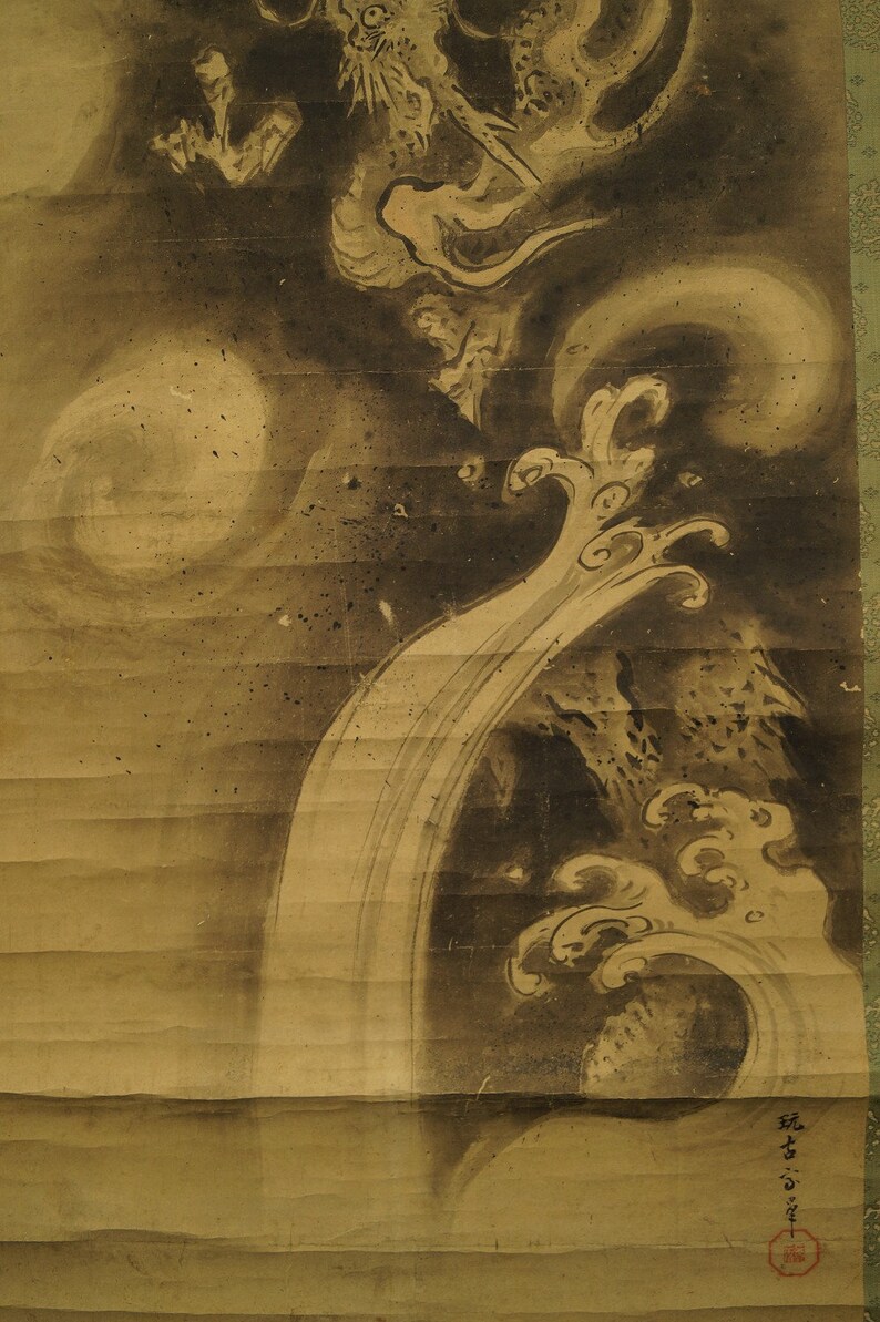 Japanese Kakemono Scroll Painting - Dragon - Etsy
