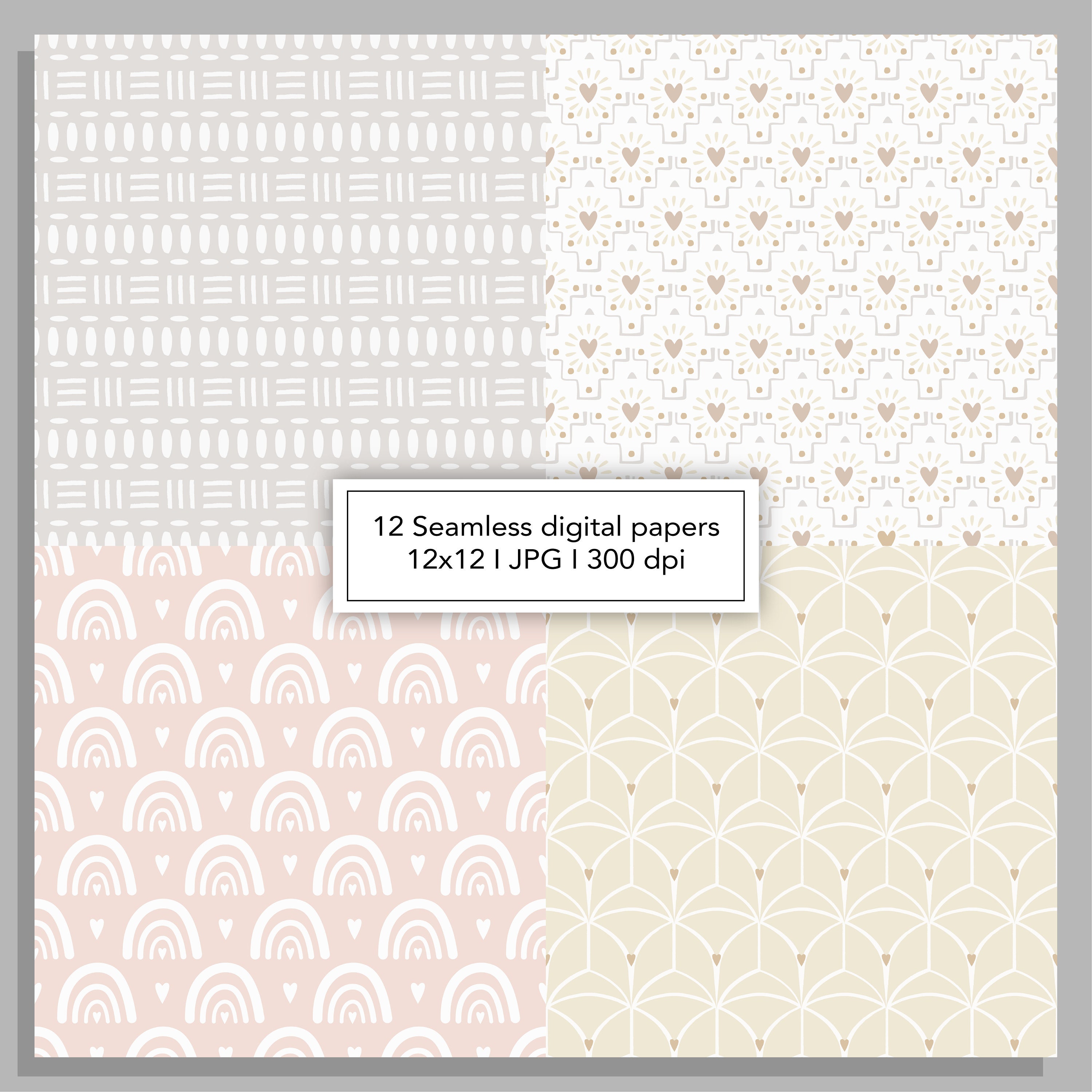 12 Boho Digital Papers Neutral Boho Chic Digital Paper Pack - Etsy