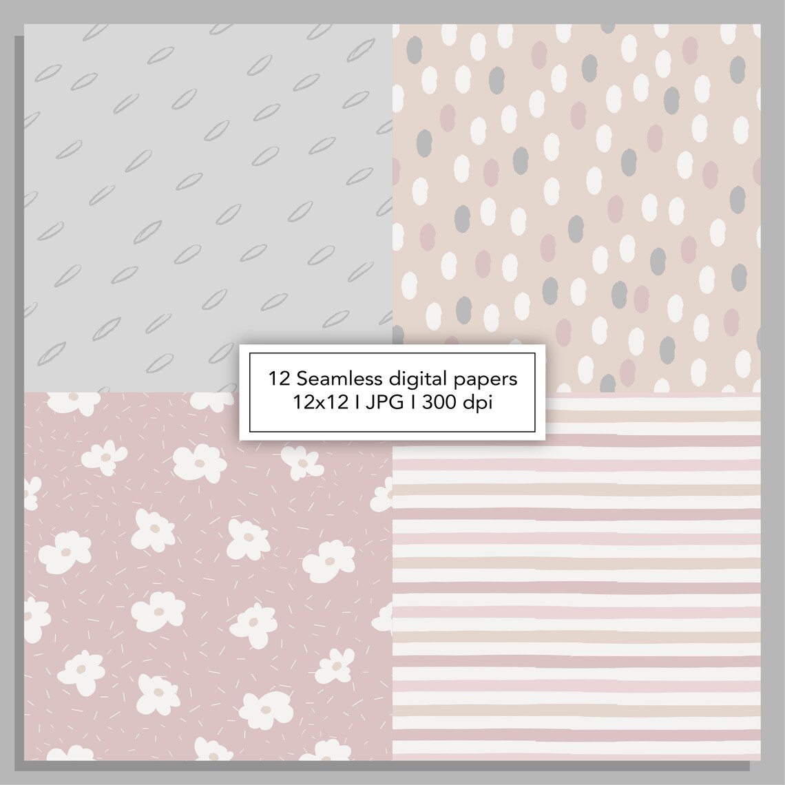 12 Floral Boho Digital Paper Set Seamless Textures Flower - Etsy