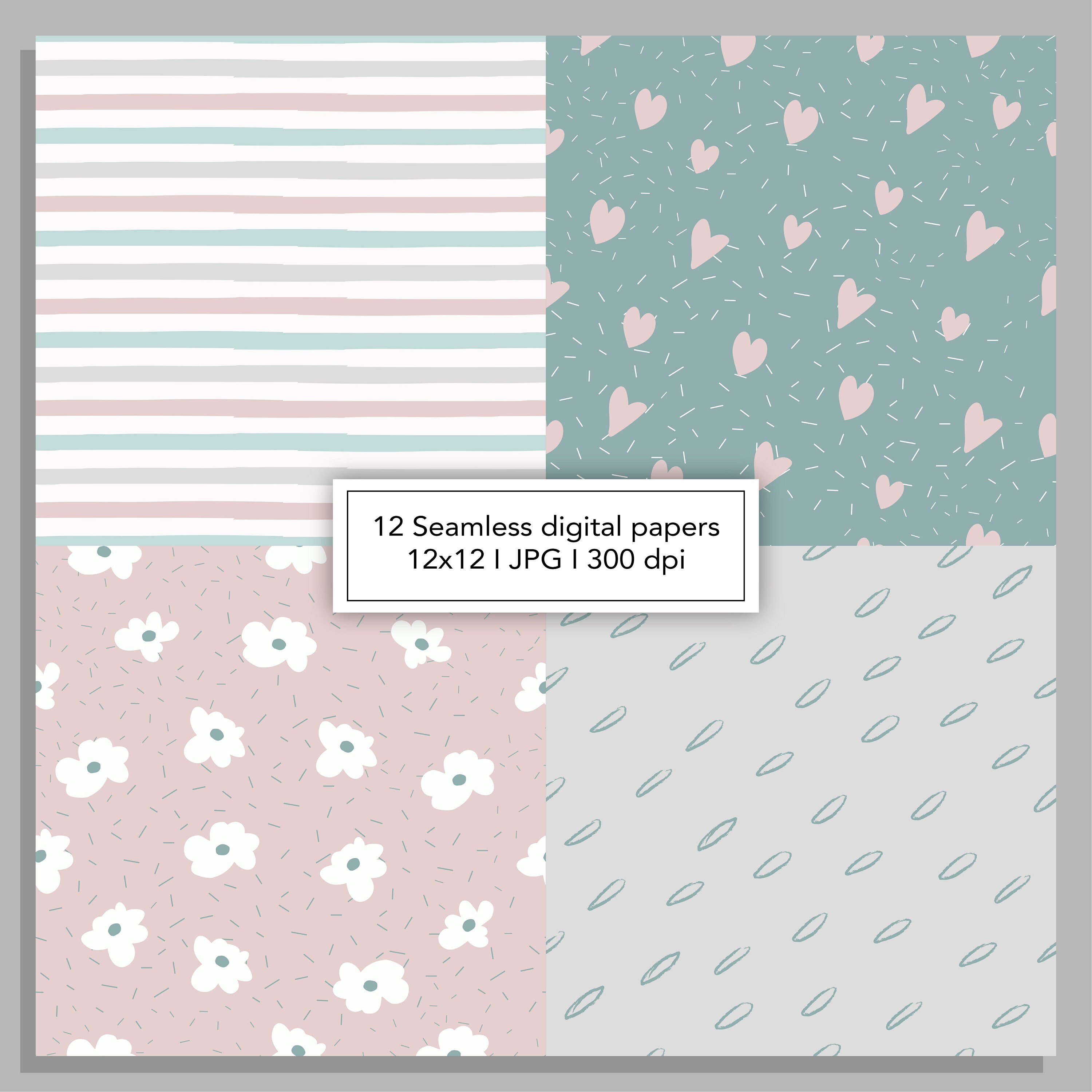 12 Floral Boho Digital Paper Set Seamless Textures Flower - Etsy