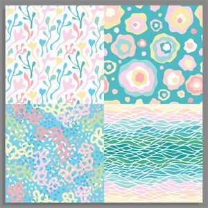 12 Summer Mood Digital Paper Pack, Beach Print, Colorful Summer Pattern ...