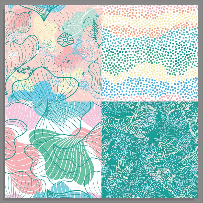 12 Summer Mood Digital Paper Pack, Beach Print, Colorful Summer Pattern ...