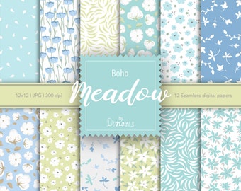 Boho Abstract Digital Paper Pack Teal and Gold Abstract - Etsy