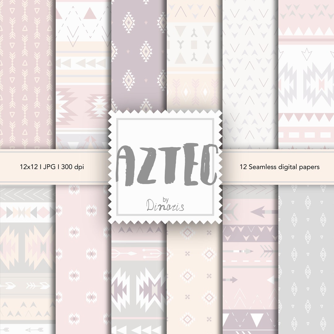 12 Aztec Boho Tribal Ethnic Digital Papers, JPG, Native Digital Paper ...