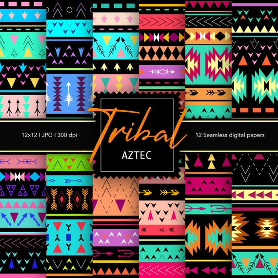 12 Aztec Tribal Ethnic Digital Pattern JPEG Native Digital - Etsy
