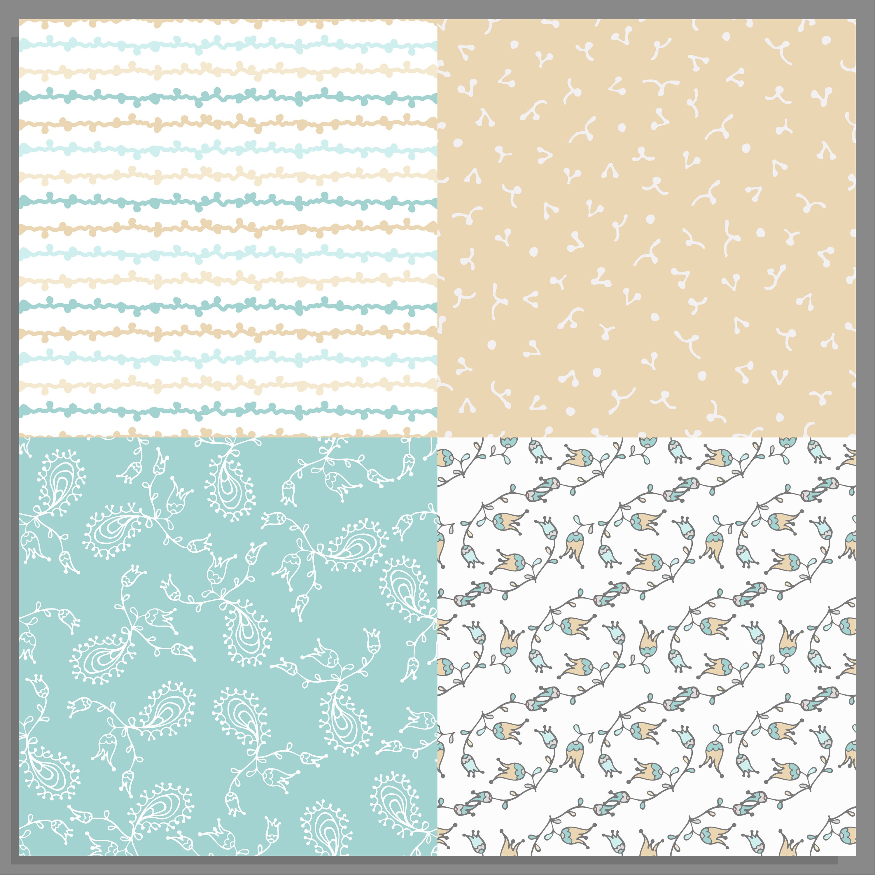 12 Paisley Floral Digital Paper Set Seamless Textures Flower - Etsy