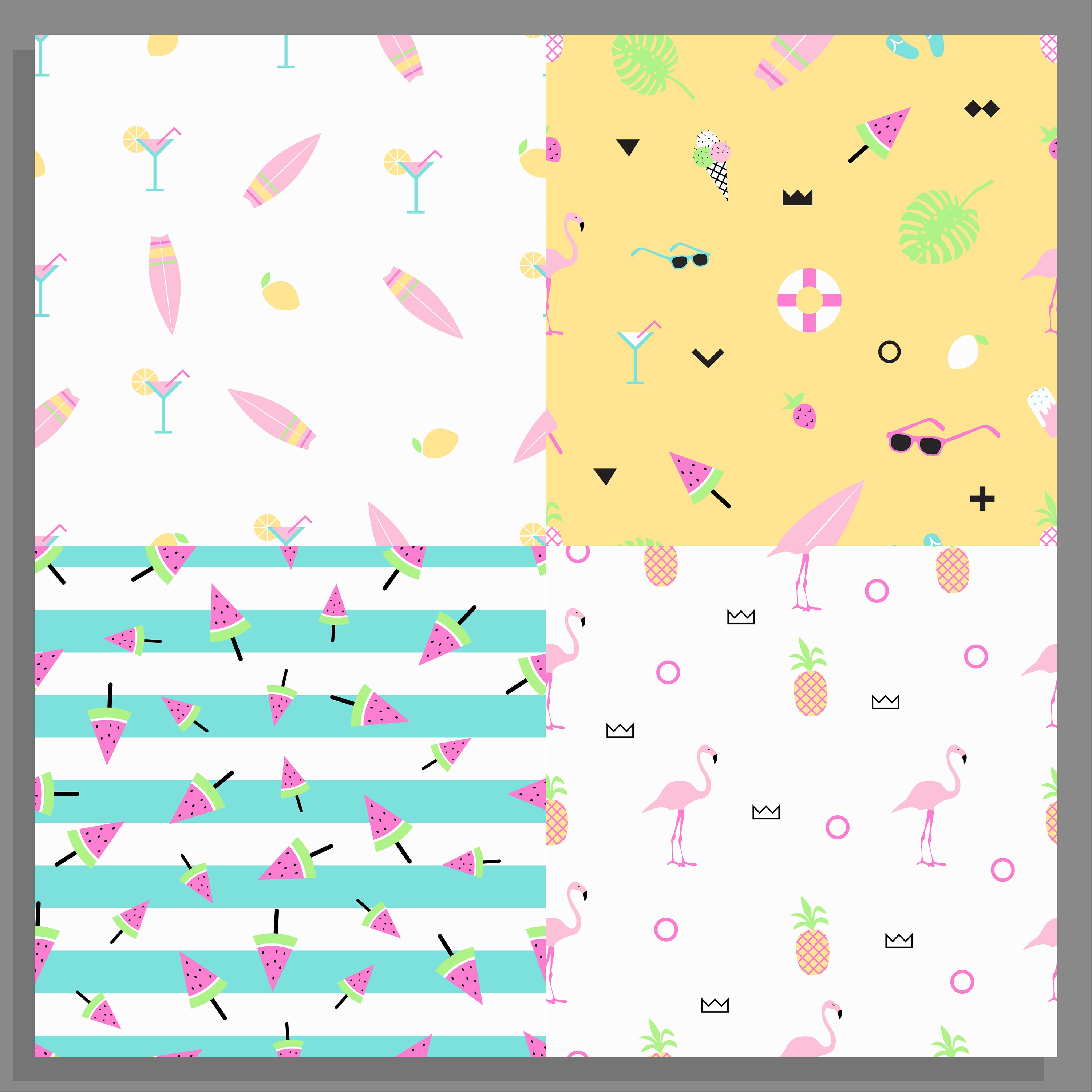 12 Summer Digital Paper Set, Beach Digital Paper, Fruits Digital Paper ...