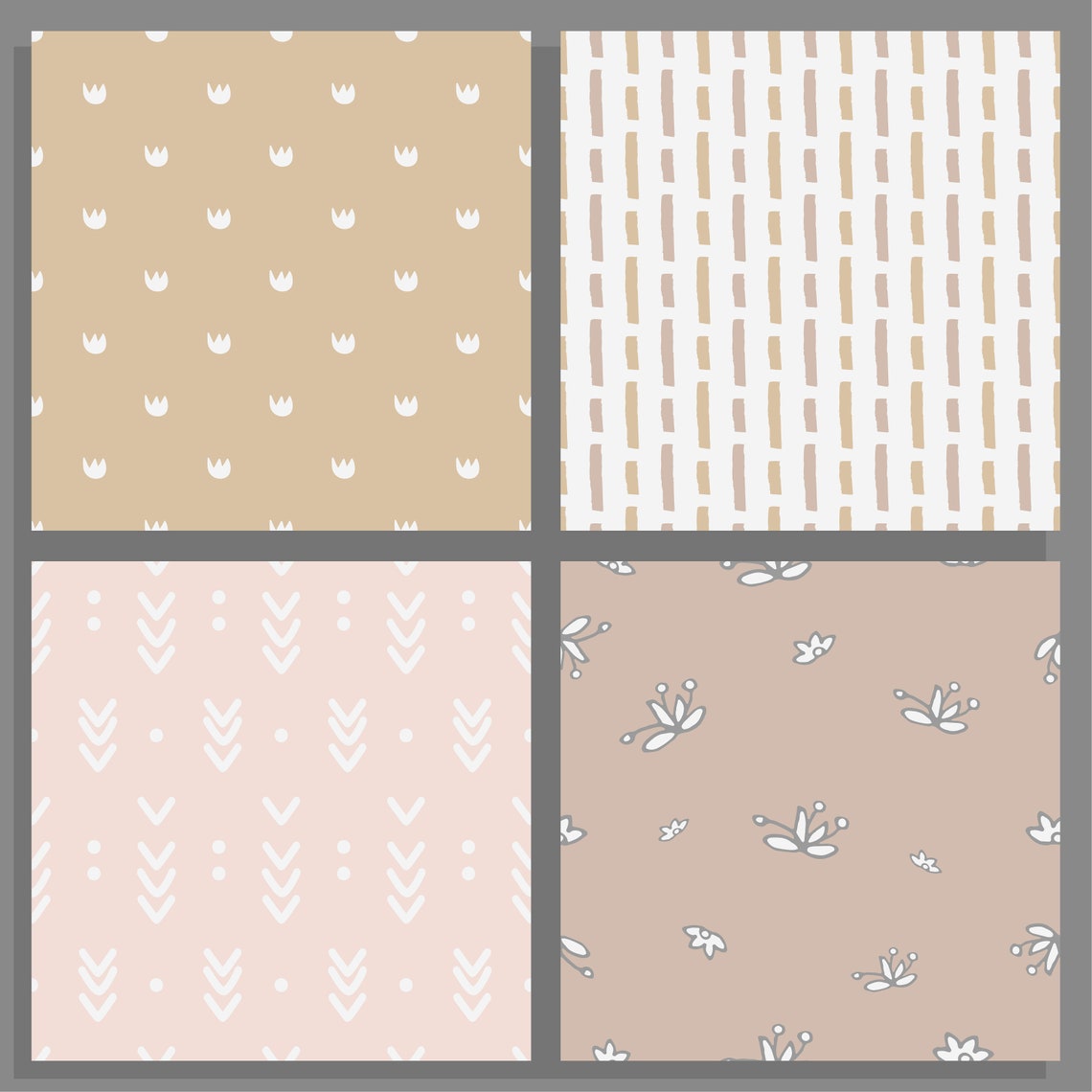 12 Boho Digital Papers, Neutral Boho Digital Paper Set, Neutral Pattern ...