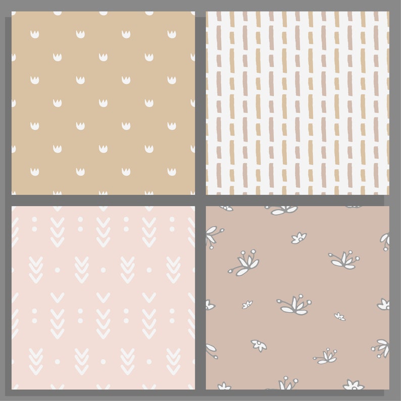 12 Boho Digital Papers, Neutral Boho Digital Paper Set, Neutral Pattern ...