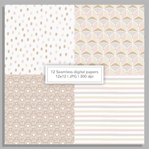 12 Boho Digital Papers, Neutral Boho Chic Digital Paper Pack, Neutral ...