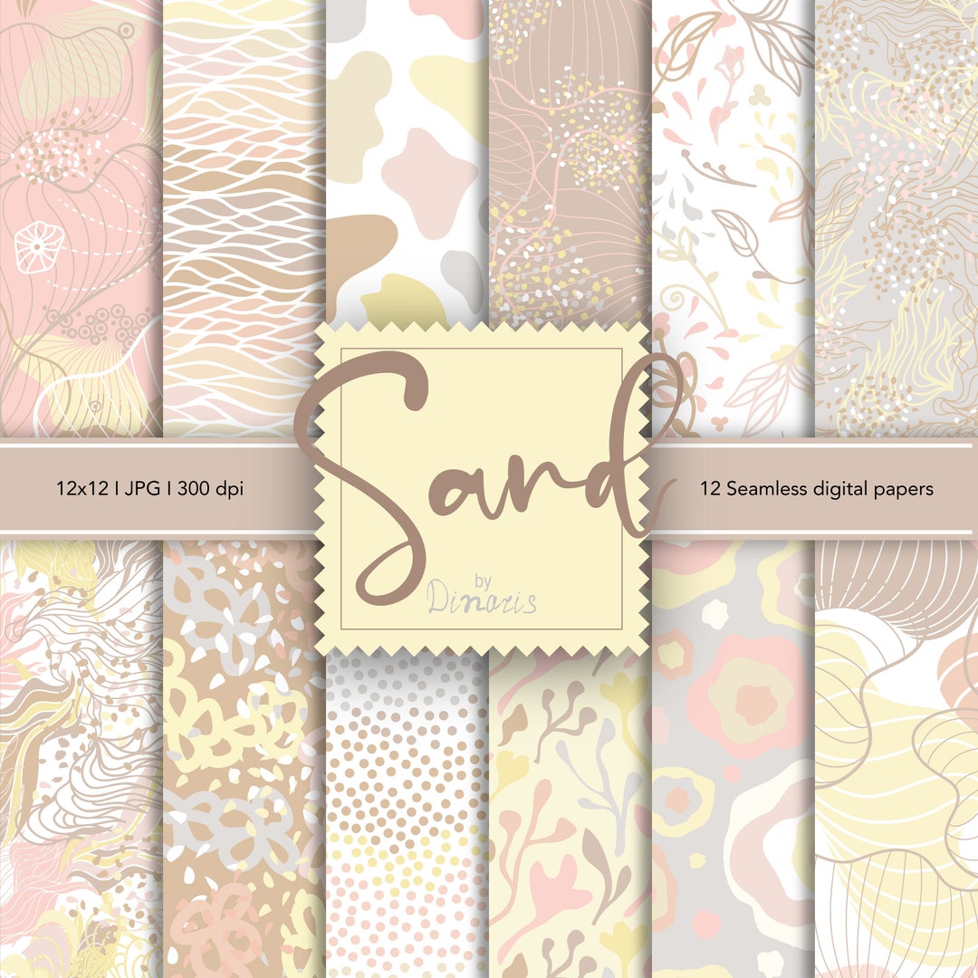 12 Sand Neutral Digital Paper Pack, Beach Print, Neutral Summer Pattern ...