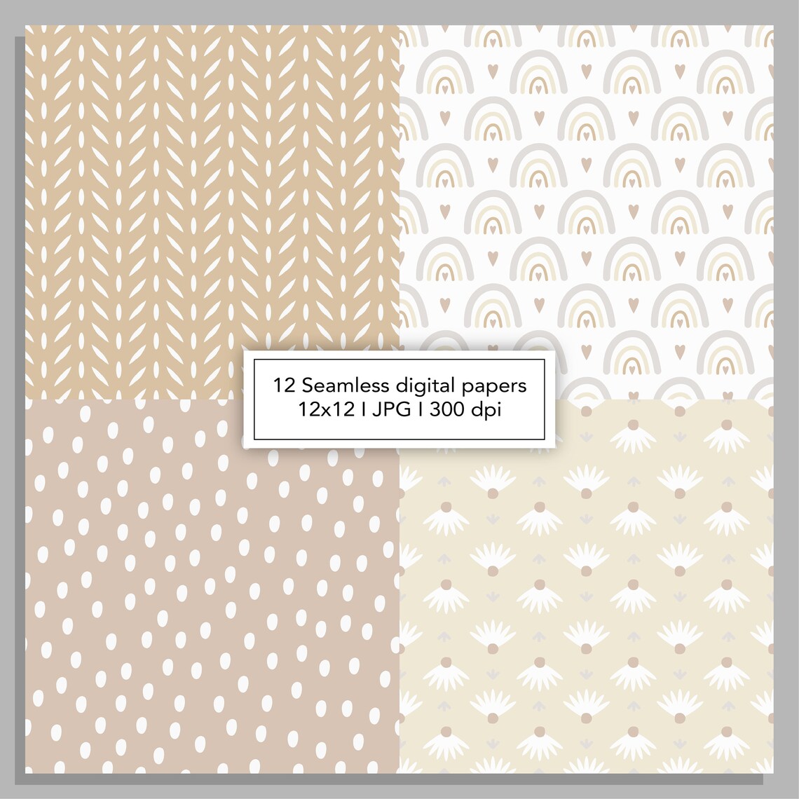 12 Boho Digital Papers Neutral Boho Chic Digital Paper Pack - Etsy