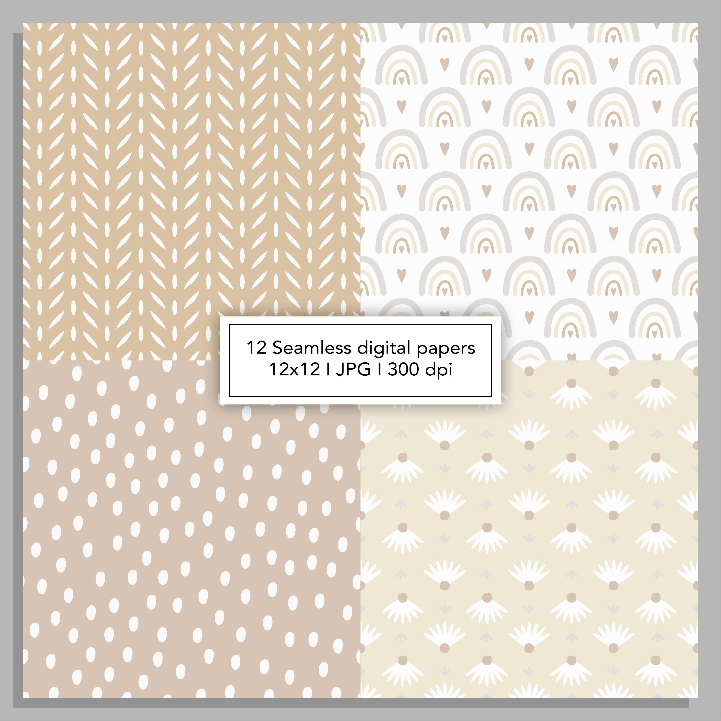 12 Boho Digital Papers Neutral Boho Chic Digital Paper Pack - Etsy