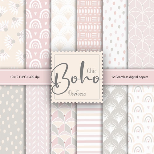 12 Boho Digital Papers Neutral Boho Chic Digital Paper Pack - Etsy