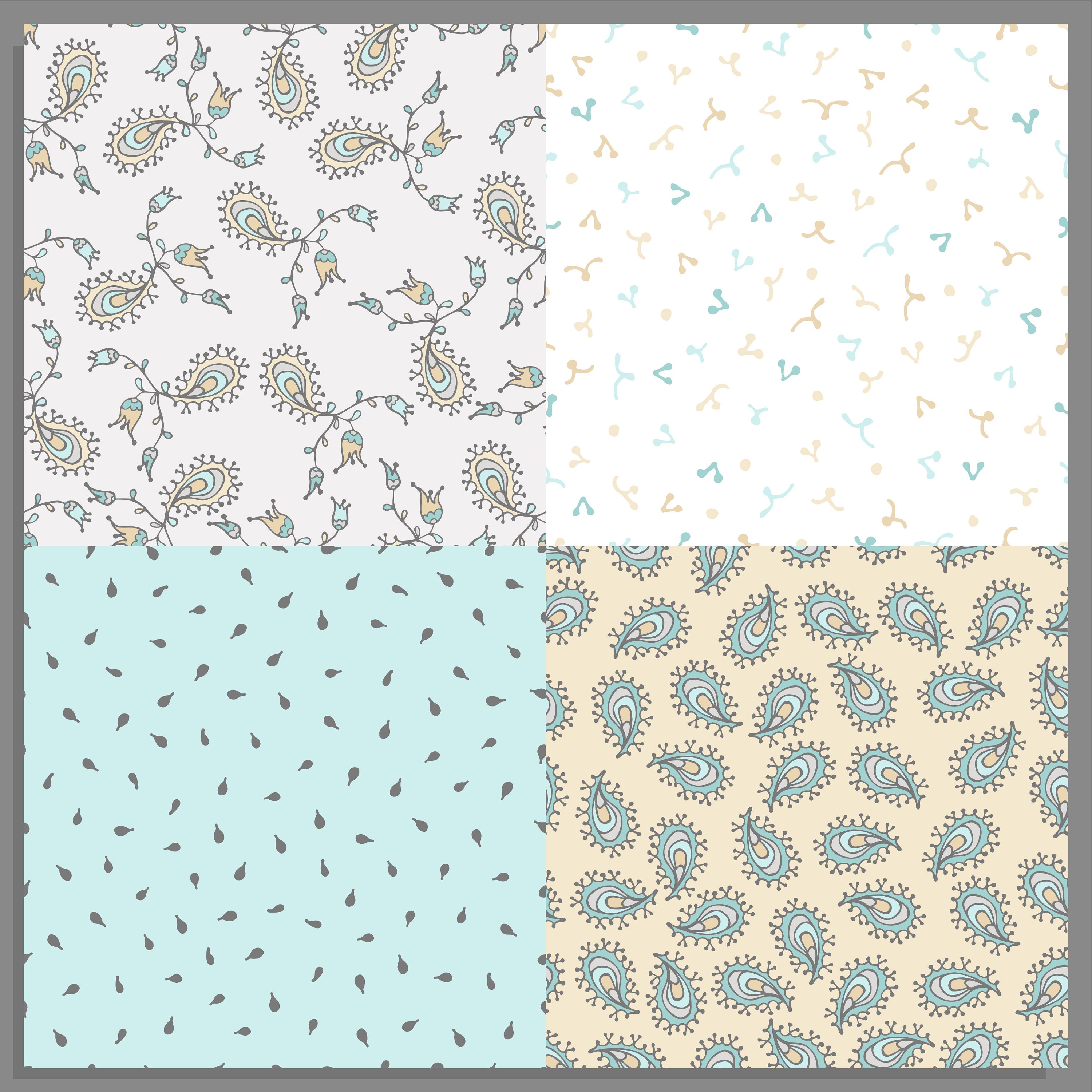 12 Paisley Floral Digital Paper Set Seamless Textures Flower - Etsy