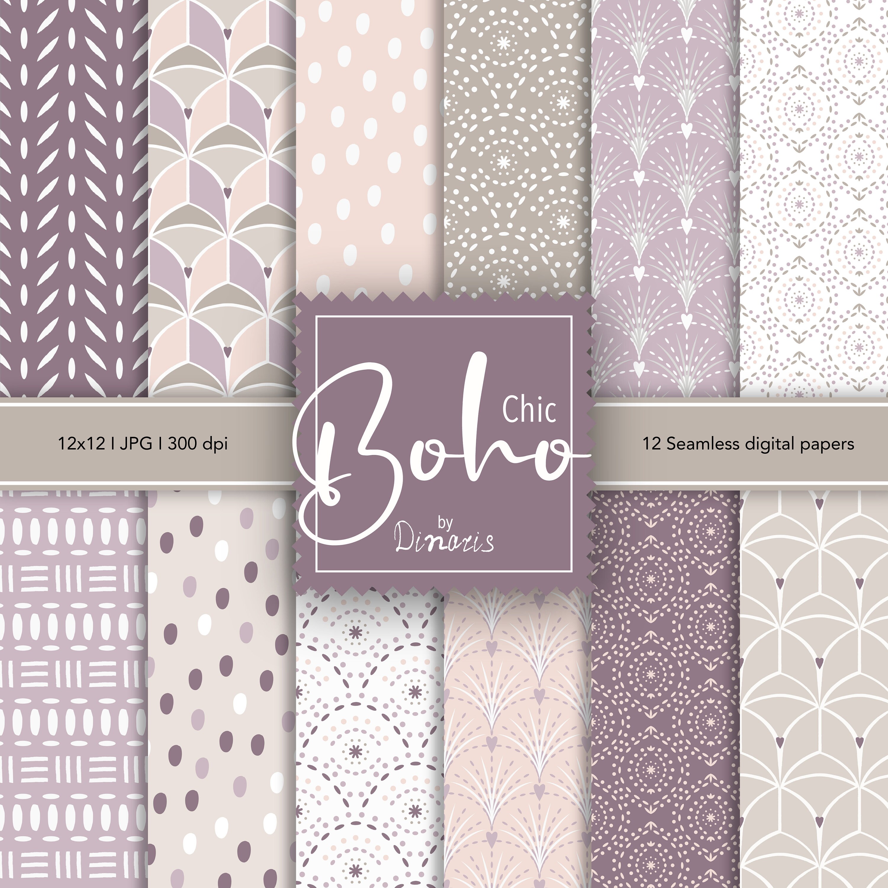 12 Boho Digital Papers Neutral Boho Chic Digital Paper Pack - Etsy