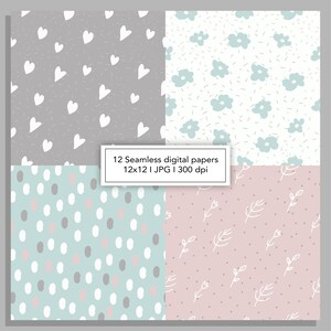 12 Floral Boho Digital Paper Set, Seamless Textures, Flower Patterns ...