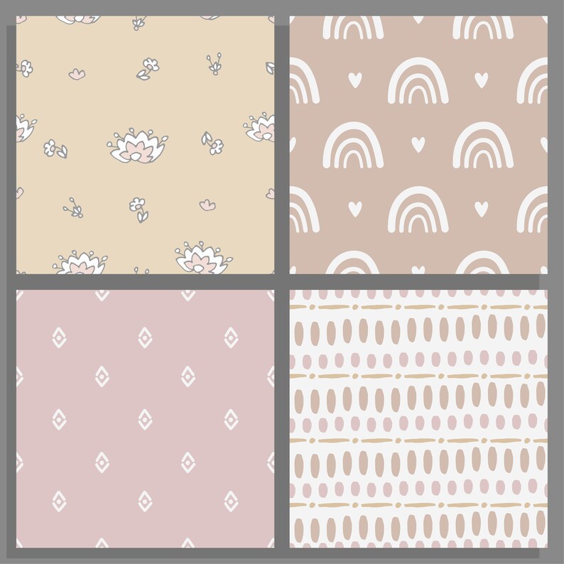 12 Boho Digital Papers, Neutral Boho Digital Paper Set, Neutral Pattern ...