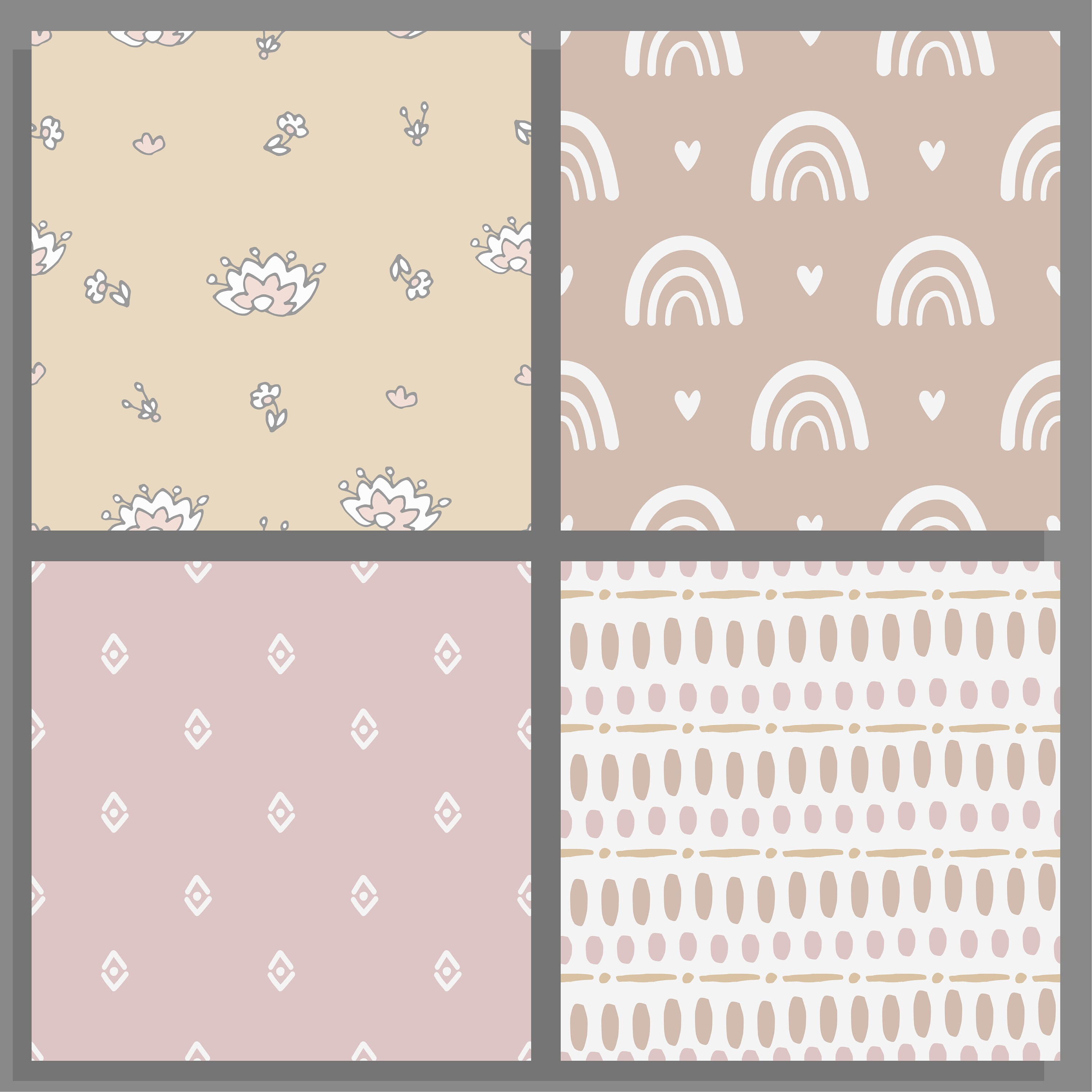 12 Boho Digital Papers, Neutral Boho Digital Paper Set, Neutral Pattern ...