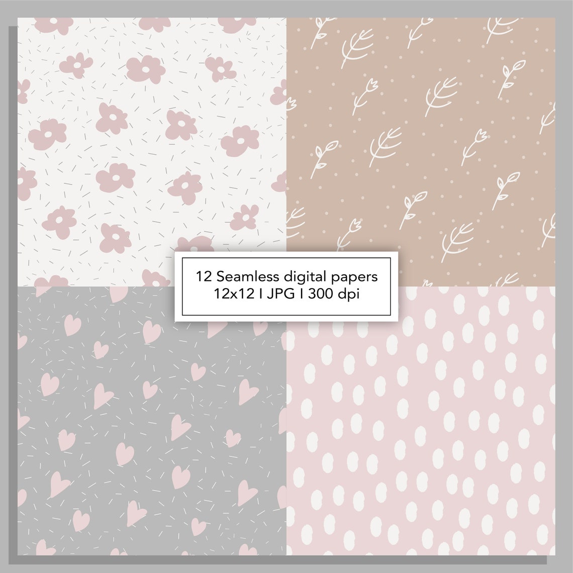 12 Floral Boho Digital Paper Set Seamless Textures Flower - Etsy