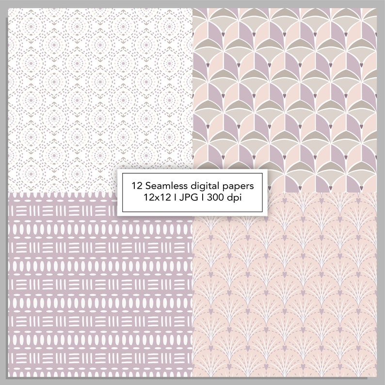 12 Boho Digital Papers, Neutral Boho Chic Digital Paper Pack, Neutral ...