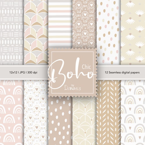 12 Boho Digital Papers Neutral Boho Chic Digital Paper Pack - Etsy