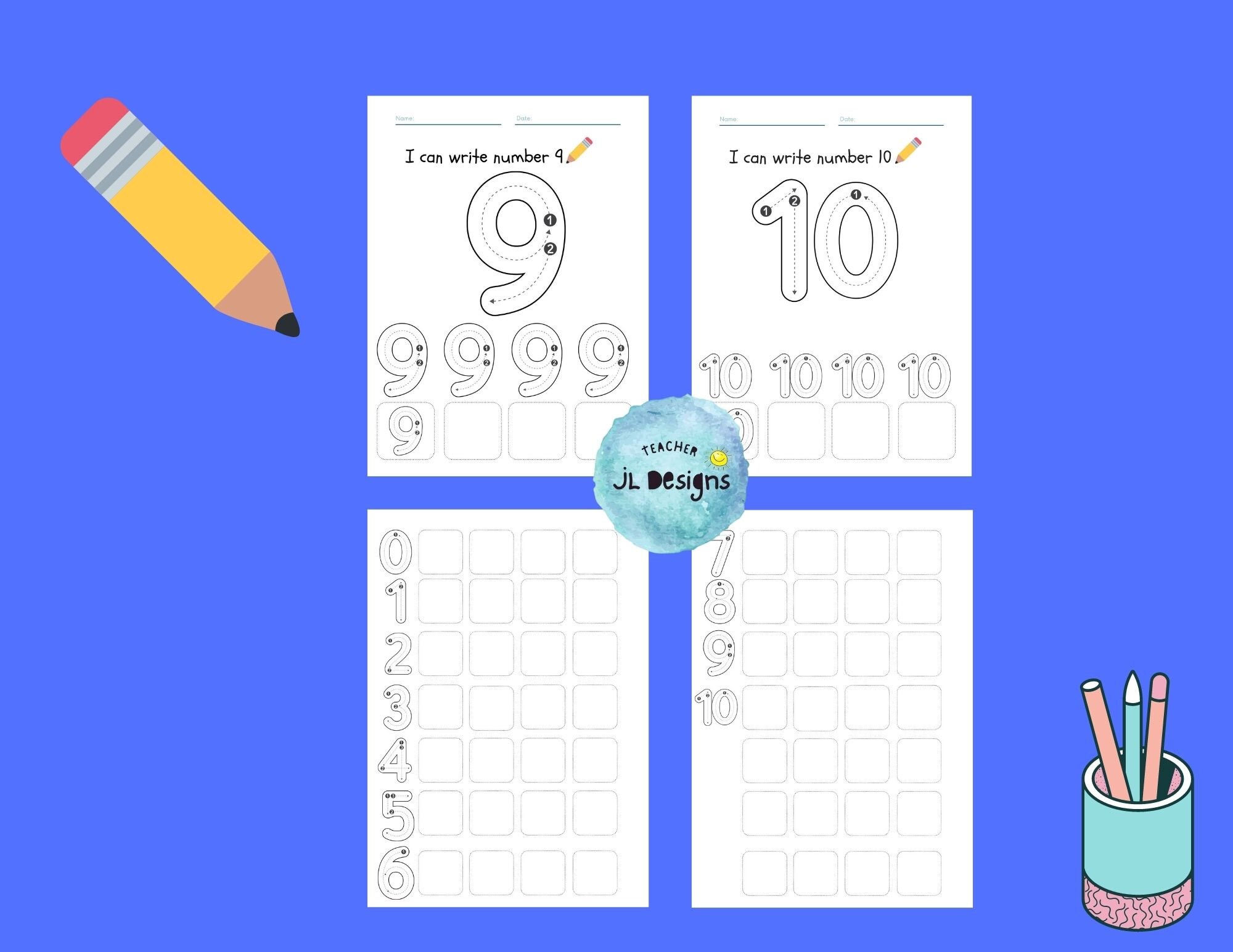 Numbers 0 to 10 Tracing Printable, Writing Practice, Toddlers ...
