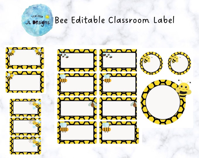 Bee-day Bee Themed Label or Tag Editable Templett Digital Download - Etsy