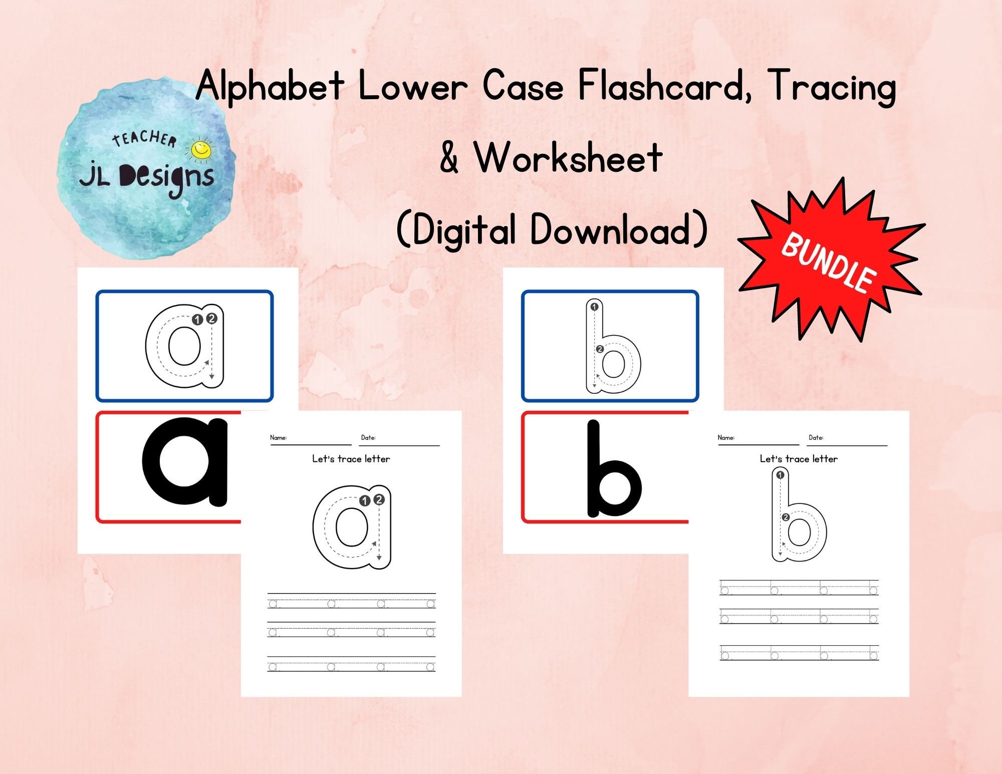 26 Printable Lowercase Alphabet Flashcards. Preschool-kindergarten ...