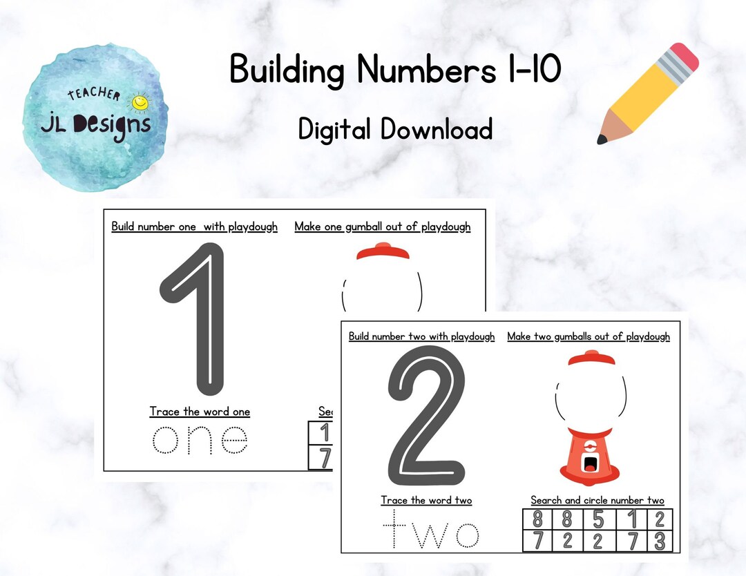 Playdough Mats | Numbers 1-10 | Pre School Kindergarten | Building ...