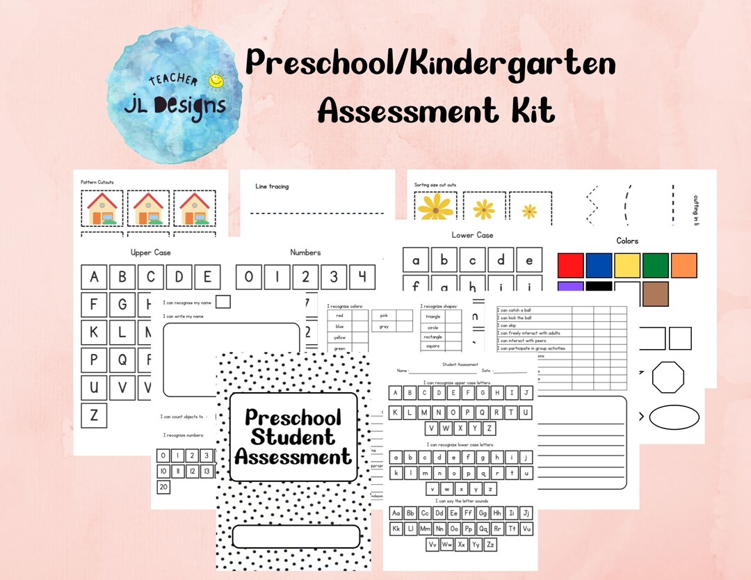 Preschool Kindergarten Assessment Kit: Printable Student Forms (instant ...