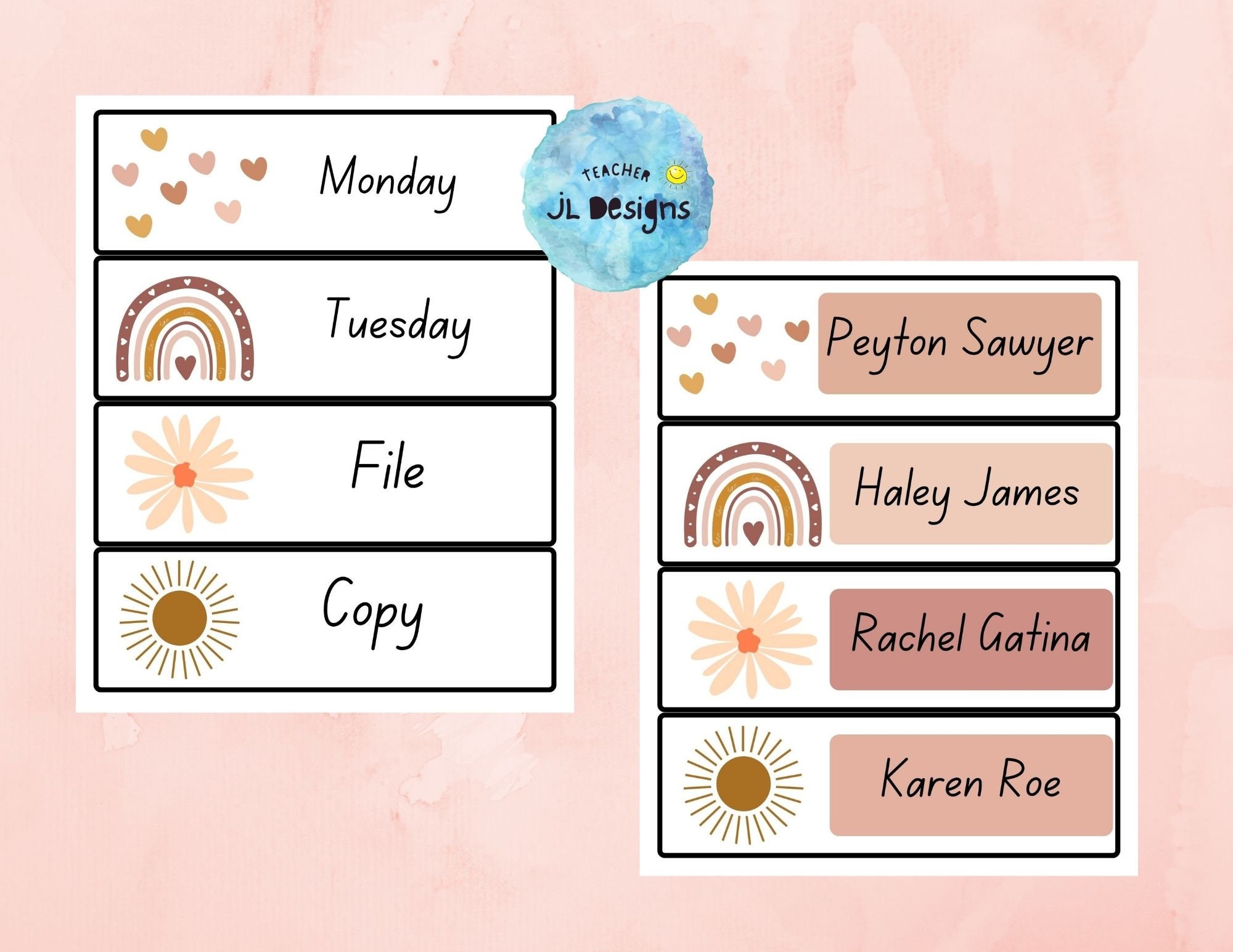 Boho Classroom Label Name Plate Digital Download and - Etsy