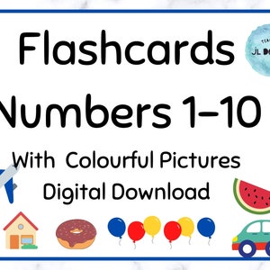 Numbers 1-10 Flashcards: Preschool Learning Activity (digital Download ...