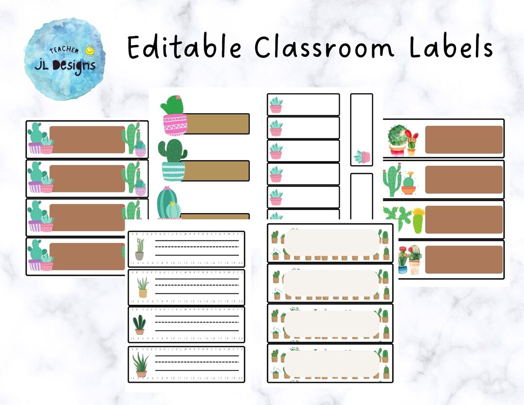 Cactus Succulents Classroom Label, Name Plate, Digital Download and ...