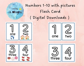 Number Flashcards 1-10 Digital Download, Fruit Numbers Flashcards ...