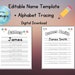 Editable Name Template | Name Work Sheet| Instant Download| Trace Your ...