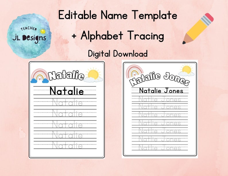 Editable Name Tracing Worksheet: Homeschool Printable (digital Download ...