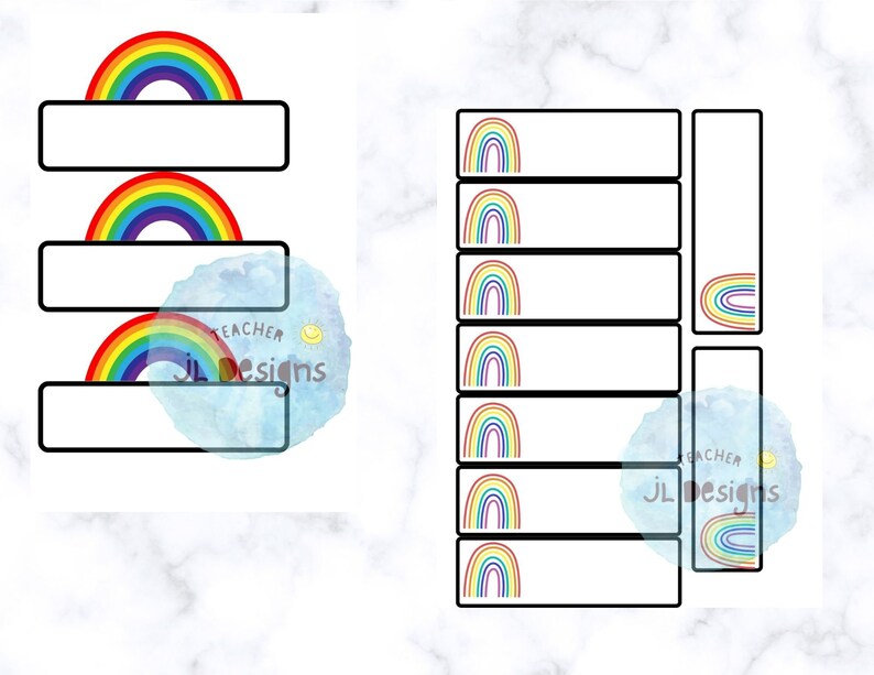 Rainbow Classroom Label | Name Tag | Label Name Plate, Digital Download ...