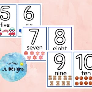 Numbers 1-10 Flashcards: Preschool Learning Activity (digital Download ...
