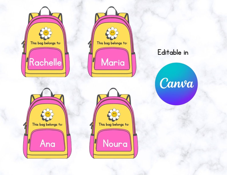 Editable Bag Tags Backpack Tags Diaper Bag Tags School Tags Back to ...