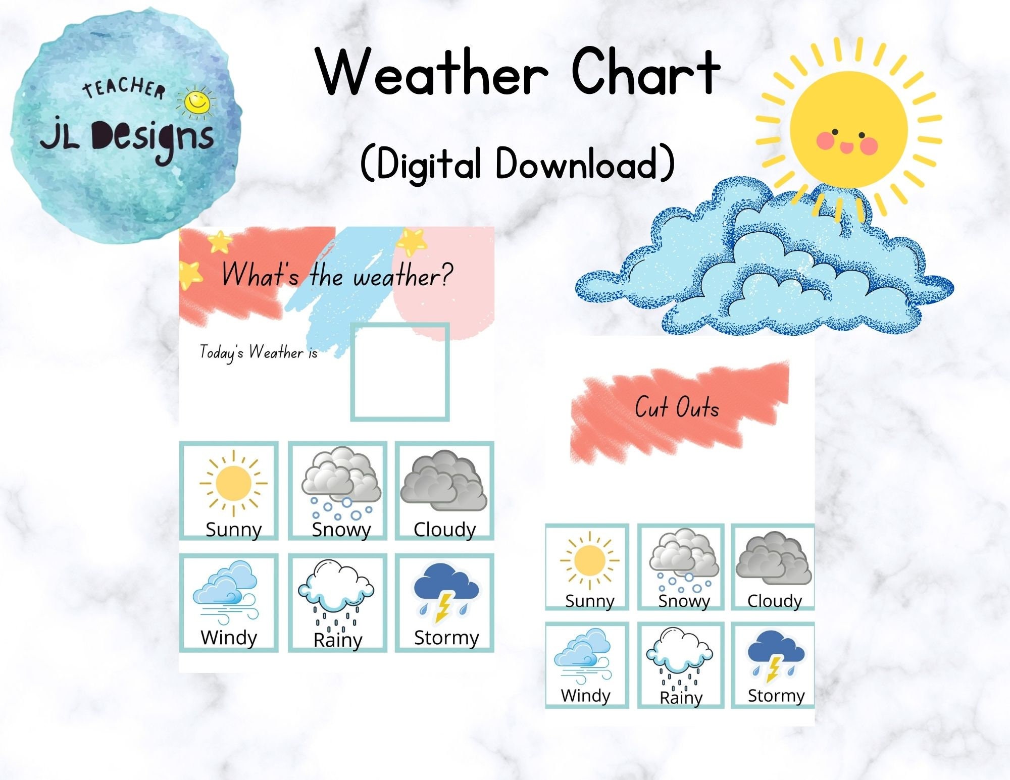 Weather Chart, Digital Download Weather Chart, Homeschool Daily Weather ...