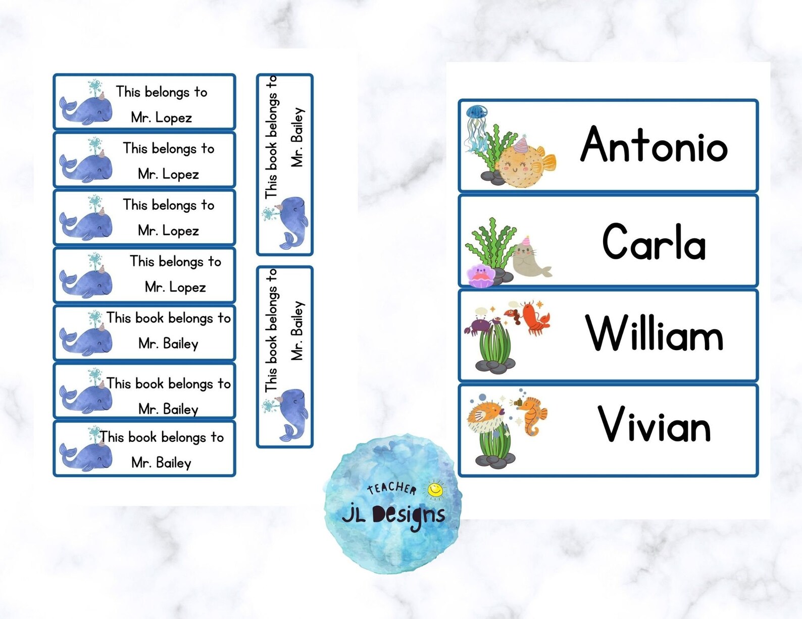 Under the Sea Classroom Label, Name Plate, Digital Download and ...