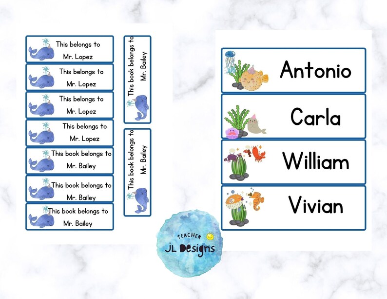 Under the Sea Classroom Label Name Plate Digital Download | Etsy