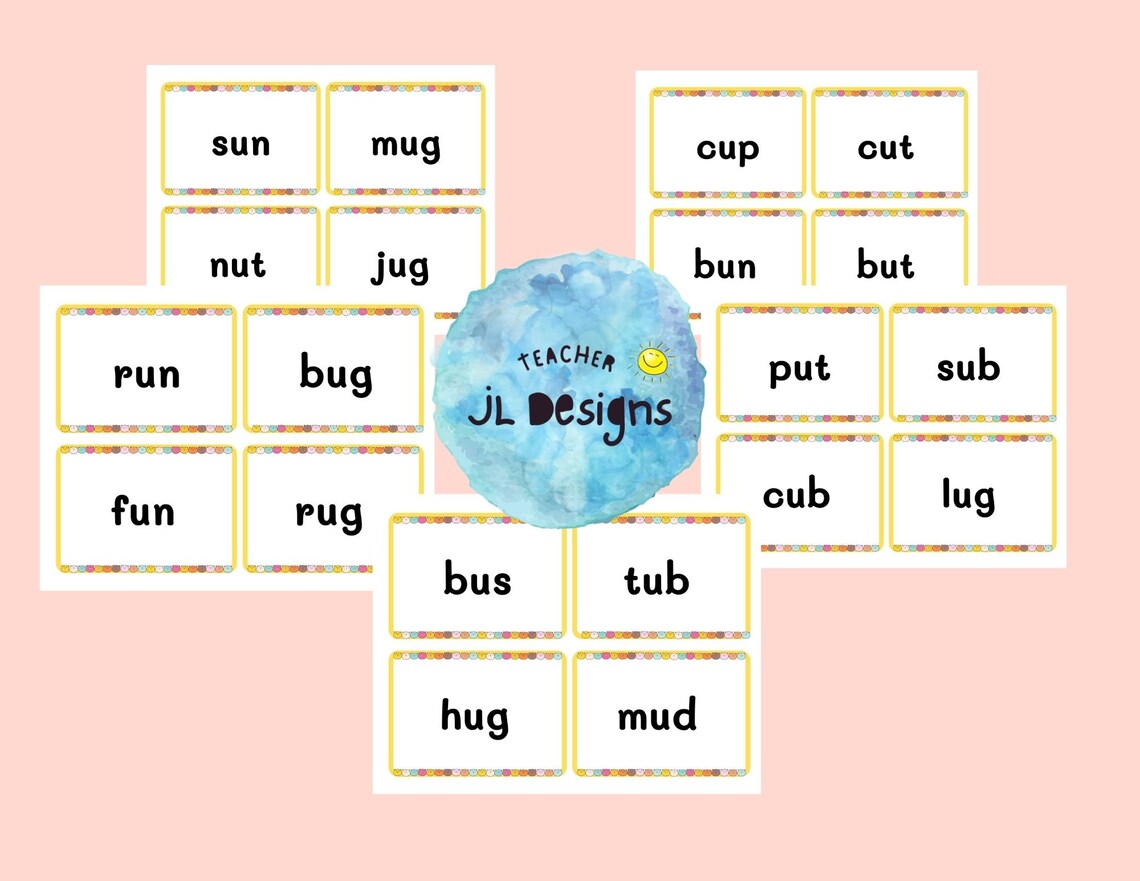 100 CVC Words Flash Cards Printable, CVC Word Flashcards, Kindergarten ...