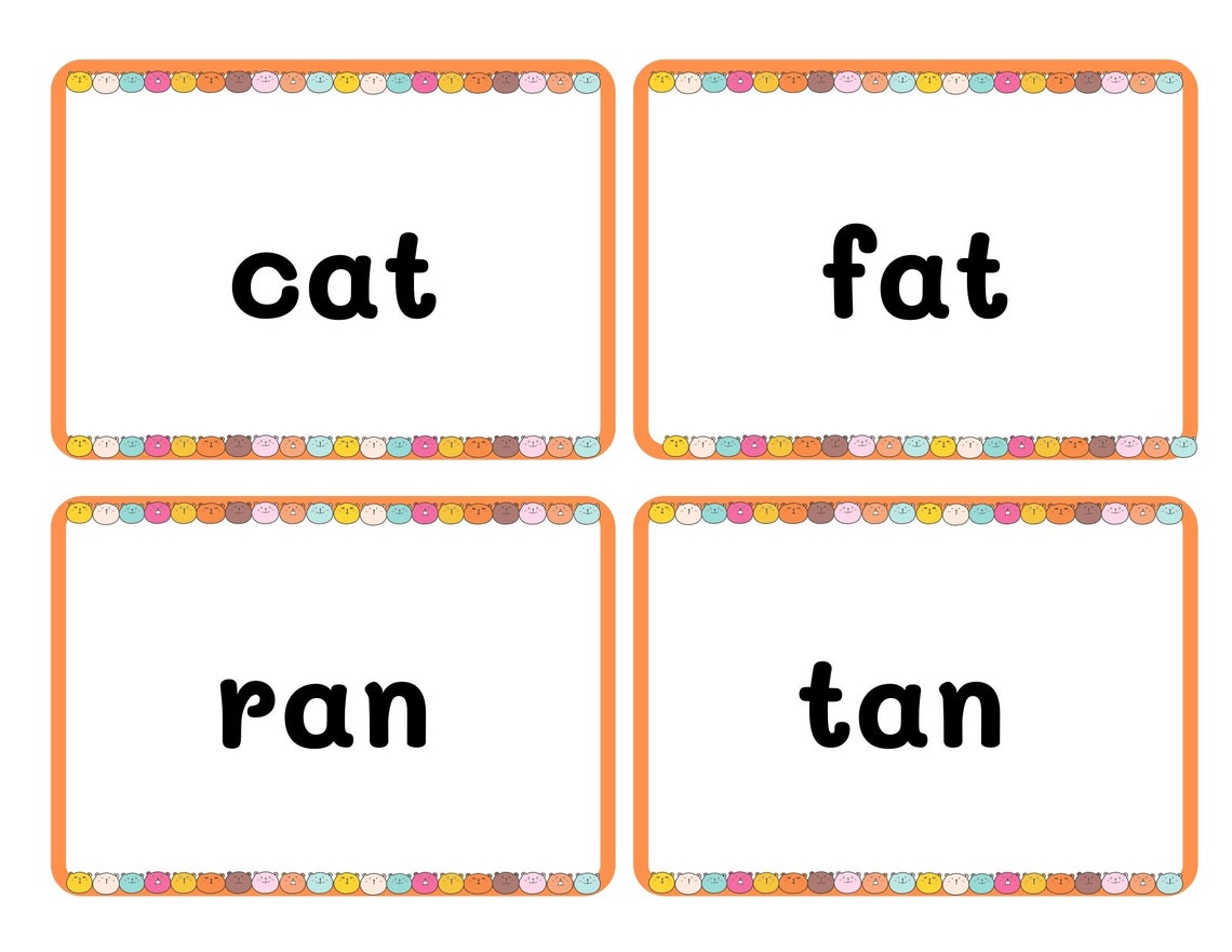 100 CVC Words Flash Cards Printable, CVC Word Flashcards, Kindergarten ...